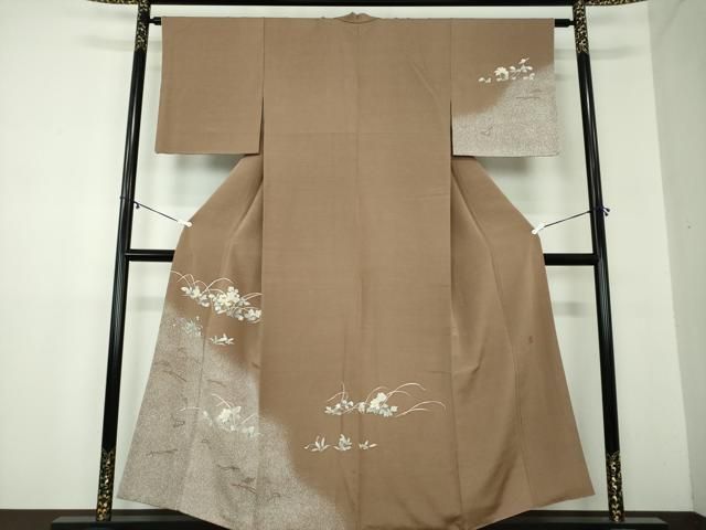 平和屋着物○訪問着 作家物 刺繍 草花文 たたき染め 金彩 やまと誂製