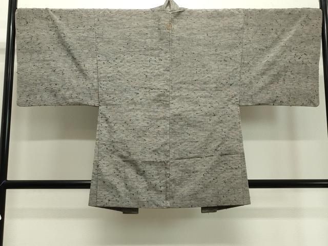 平和屋着物○男性 紬 髭紬羽織セット 霞文 薄墨色 正絹 逸品