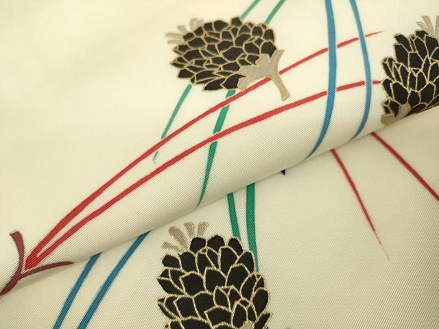 平和屋着物○塩瀬 九寸名古屋帯 松ぼっくり 金彩 正絹 逸品 DAAX8431du