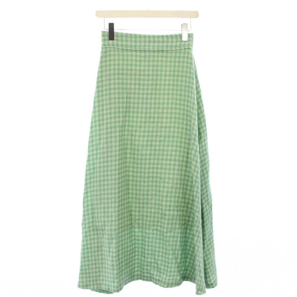 【中古】ロンハーマン Collection セットアップ 上下 カットソー 長袖 スカート ロング フレア チェック柄 XS 緑 ロンハーマン Ron Herman Collection セットアップ 上下 カットソー