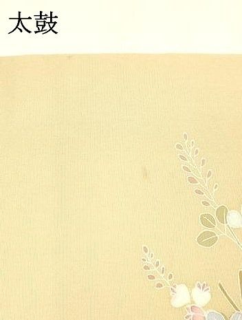 平和屋着物○塩瀬 九寸名古屋帯 友禅 作家物 籬草葉文 正絹 逸品