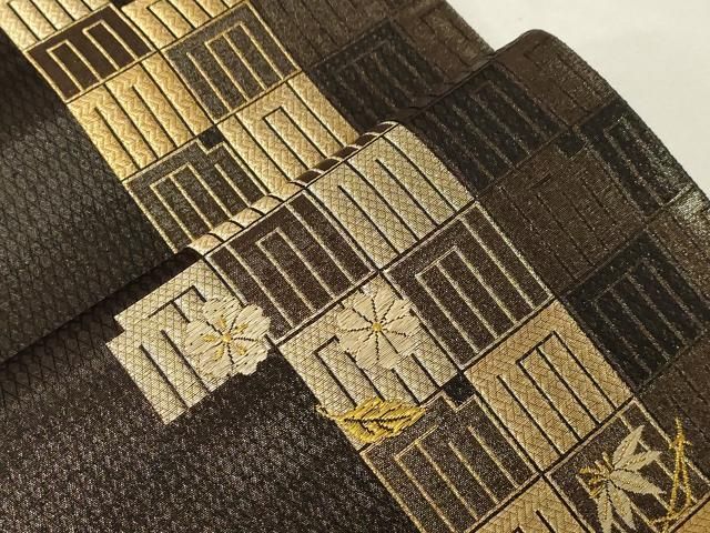 平和屋着物○六通柄袋帯 源氏香吹寄せ花文 金糸 正絹 逸品 CABA2314dy