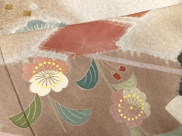 平和屋着物○京友禅の第一人者 松井青々 訪問着 駒刺繍 扇面花文 金彩