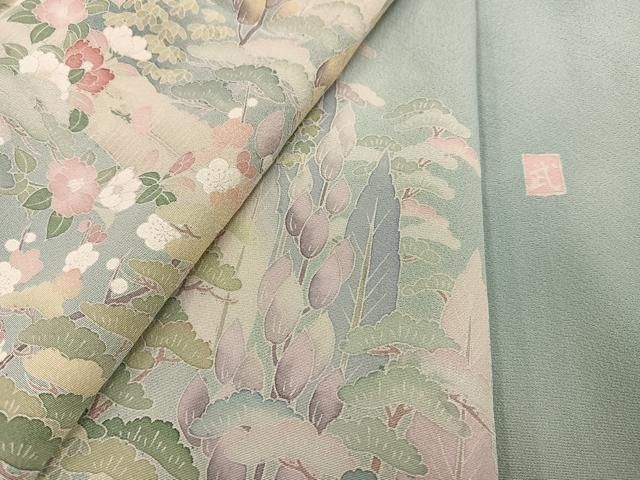 平和屋着物○訪問着 友禅 作家物 風景草花文 暈し染め 正絹 逸品