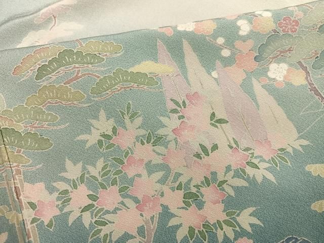 平和屋着物○訪問着 友禅 作家物 風景草花文 暈し染め 正絹 逸品