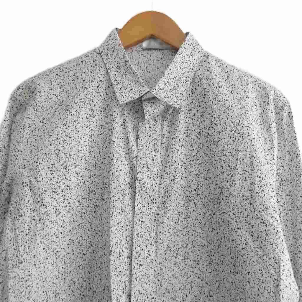 【中古】ディオールオム Dior HOMME スプレー柄 シャツ 比翼 長袖 39 白 ホワイト 433C529A3256 ■MNK3 ディオールオム Dior HOMME スプレー柄 シャツ 比翼 レギュラーカラー
