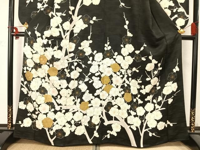 平和屋着物○訪問着 駒刺繍 梅 黒地 金彩 正絹 逸品 AABD0498fy - メルカリ
