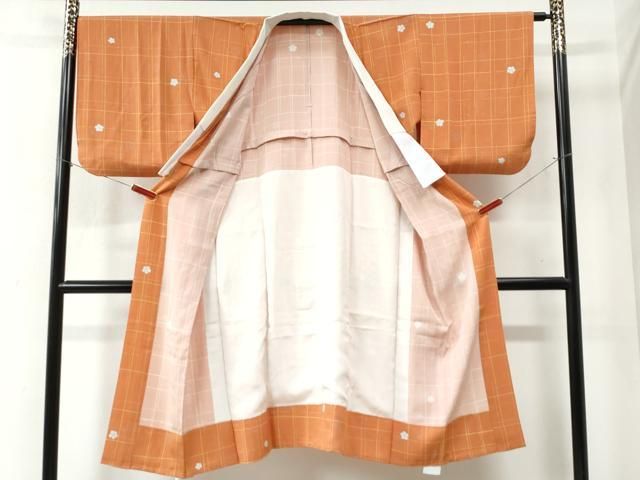 平和屋着物○長襦袢 無双仕立て 変わり格子ねじ花文 正絹 逸品 CAAZ3940yc