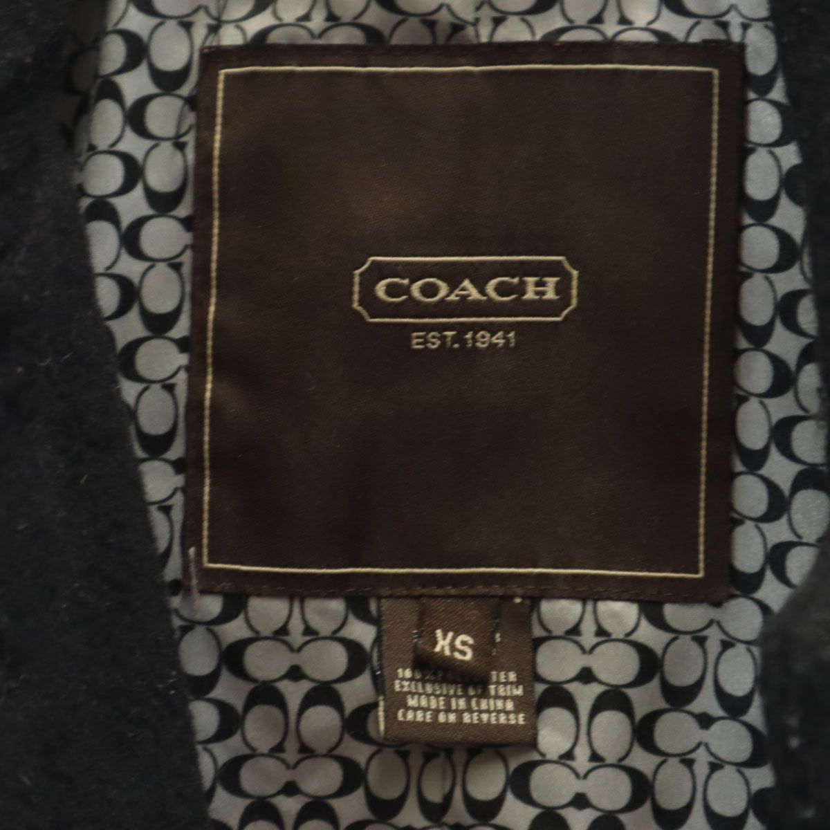 COACH コーチ メルトン ステンカラーコート XS ブラック レディース