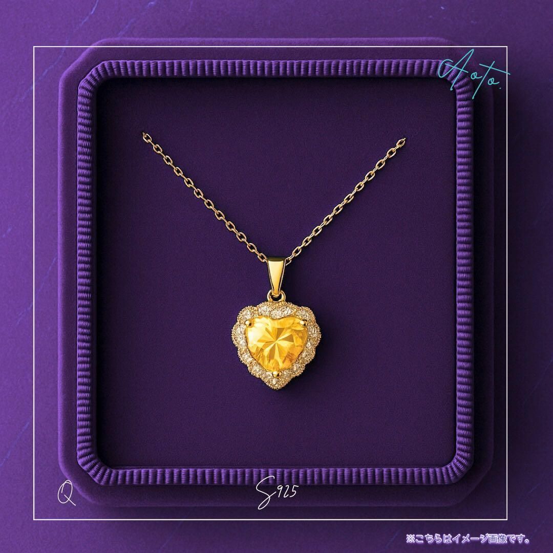 088N【美節・輝きの心】ゴールデンガーネット ネックレス ハート CZダイヤ S925 K18コーティング 金属アレルギー対応 上品 華奢 ...