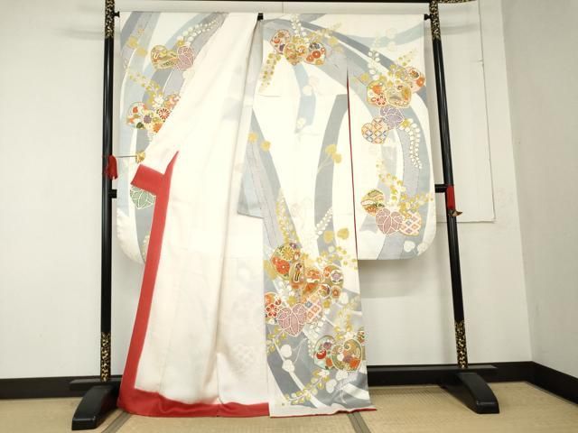 平和屋着物○豪華振袖・長襦袢(袷)セット 吉祥花蝶文 金彩 正絹 逸品