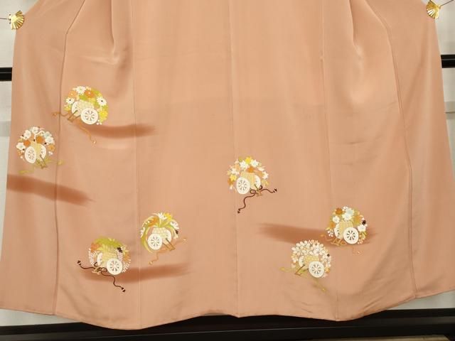 平和屋着物○銀座 志ま亀 訪問着 花車文 金彩 たとう紙付き 正絹 逸品