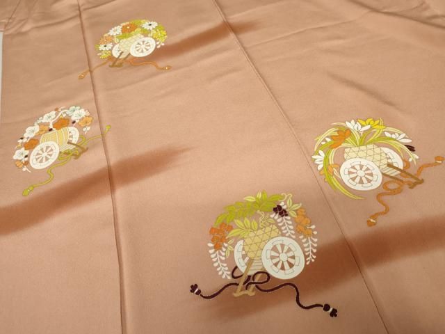 平和屋着物○銀座 志ま亀 訪問着 花車文 金彩 たとう紙付き 正絹 逸品