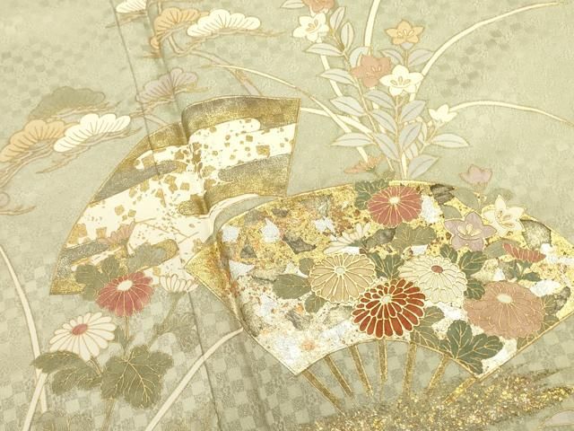 平和屋着物□訪問着 扇面花松文 暈し染め 金彩 正絹 逸品 DAAZ2736op