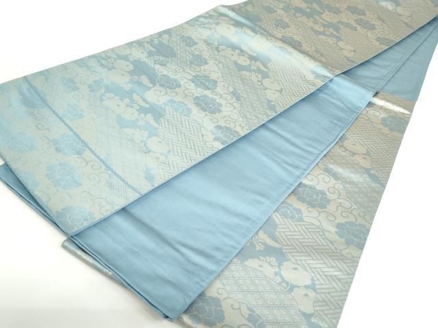 平和屋着物◎六通柄袋帯 道長吉祥牡丹唐草文 菊 金糸 正絹 逸品