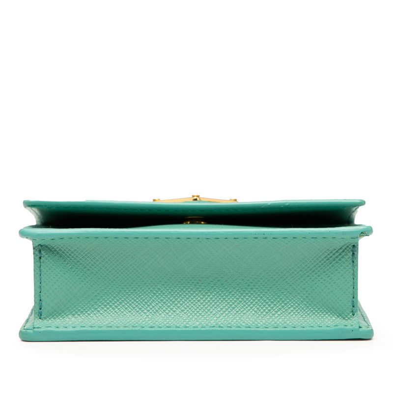 プラダ 三角ロゴプレート チェーン ミニショルダーポーチ ショルダーバッグ 1MR017 グリーン サフィアーノ レディース PRADA 【中古】 プラダ 三角ロゴプレート チェーン ミニショルダーポーチ ショルダー