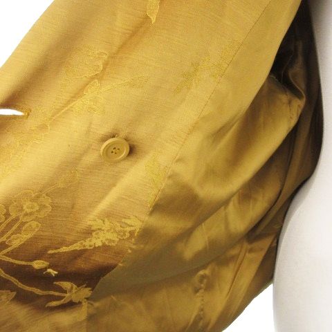 【中古】未使用品 セミクチュール テーラードジャケット ダブル 総裏地 シャンタンジャガード 花柄 42 XL 黄 セミクチュール SEMI COUTURE テーラードジャケット ダブル 総裏地
