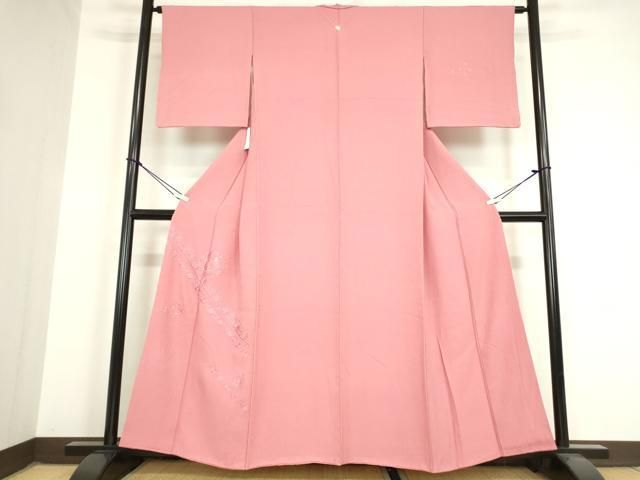 平和屋着物▽訪問着 刺繍 鳳凰花文 桃色 金糸 正絹 逸品 DAAY9456az