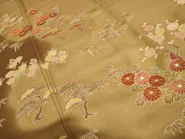 平和屋着物□豪華色留袖 駒刺繍 松竹梅風景文 暈し染め 金彩