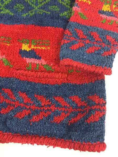 古着 90s AMANO フェニックス ネイティブ パターン ヘビー ウール ニット カーディガン XL位 古着 古着 90s AMANO フェニックス ネイティブ パターン ヘビー ウール