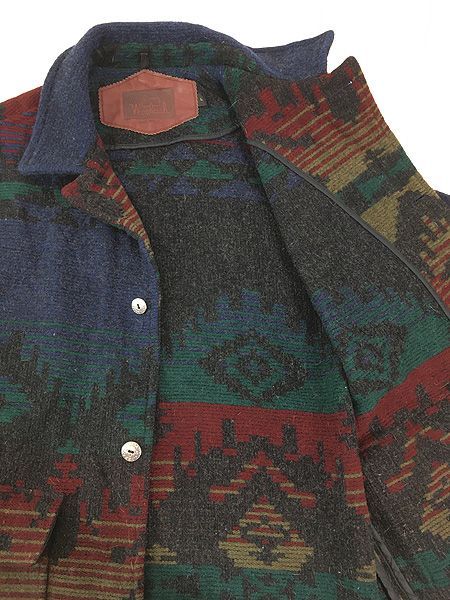 古着 80s USA製 WoolRich ネイティブ チマヨ 総柄 ウール ブランケット