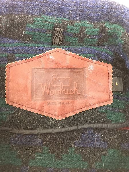古着 80s USA製 WoolRich ネイティブ チマヨ 総柄 ウール ブランケット
