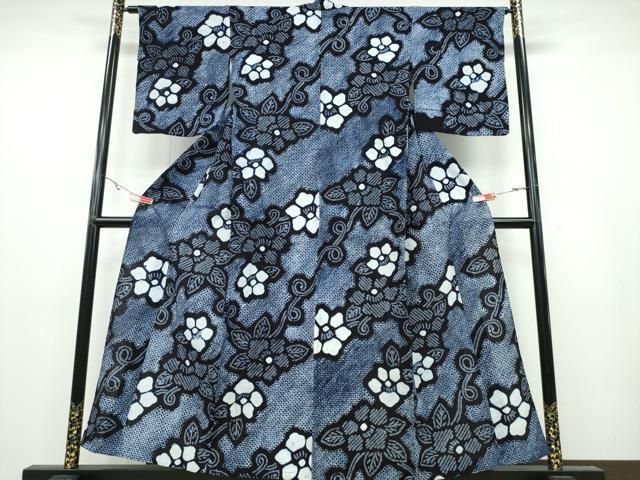 平和屋着物∴夏物 浴衣 有松鳴海絞り 花唐草文 綿 逸品 CABA0694ng