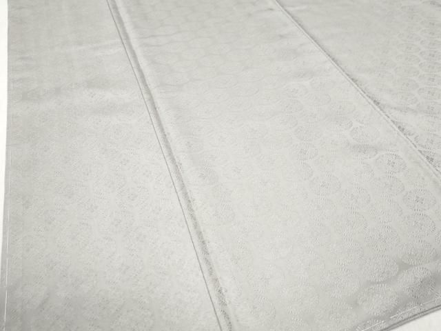 平和屋着物○上質なお召 色無地 花唐草丸地紋 白梅鼠色 正絹 逸品 未