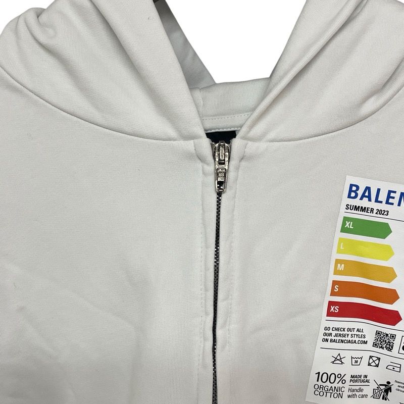 バレンシアガ BALENCIAGA ロゴプリントジップスウェットパーカー 744454 ホワイト コットン メンズ パーカー - メルカリ