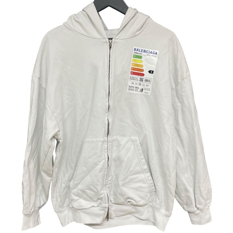 バレンシアガ BALENCIAGA ロゴプリントジップスウェットパーカー 744454 ホワイト コットン メンズ パーカー - メルカリ
