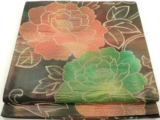 平和屋着物○西陣 老舗 渡文謹製 手織 全通柄袋帯 纐纈 壁画文様 正絹