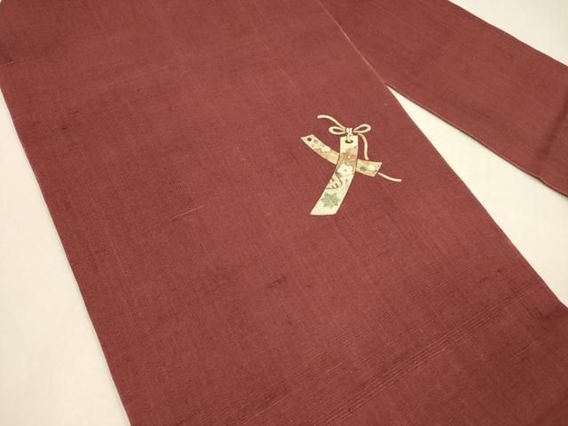 平和屋着物●みのむし工芸作家　草苑白水　九寸名古屋帯　生紬　短冊草花文　正絹　逸品　DAAZ4459cm 平和屋着物○みのむし工芸作家 草苑白水 九寸名古屋帯 生紬 短冊草花文