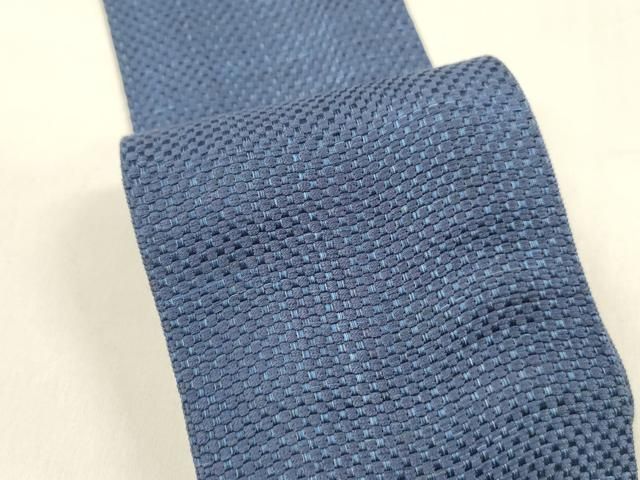 平和屋着物○男性 本場筑前博多織 角帯 濃藍色 正絹 逸品 DABA0410cm
