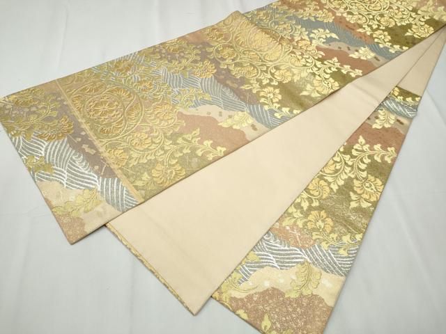 平和屋着物○西陣 川島織物 六通柄 本袋帯 花唐草文 金銀糸 正絹 逸品