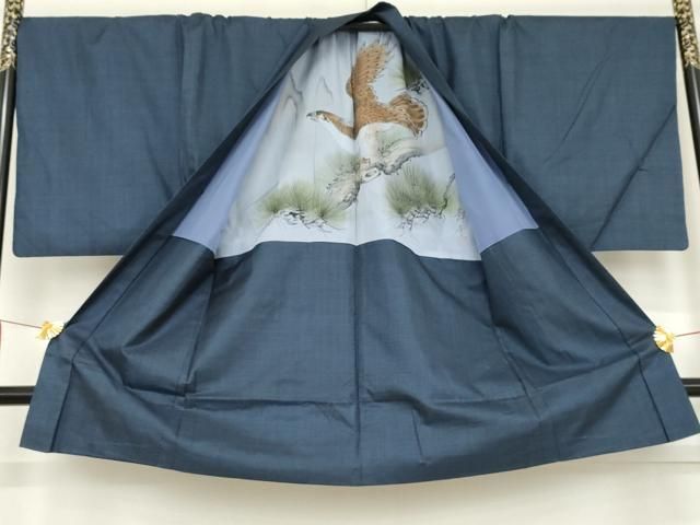 平和屋着物○男性 本場大島紬 アンサンブル 100亀甲 総詰め 羽裏：鷹