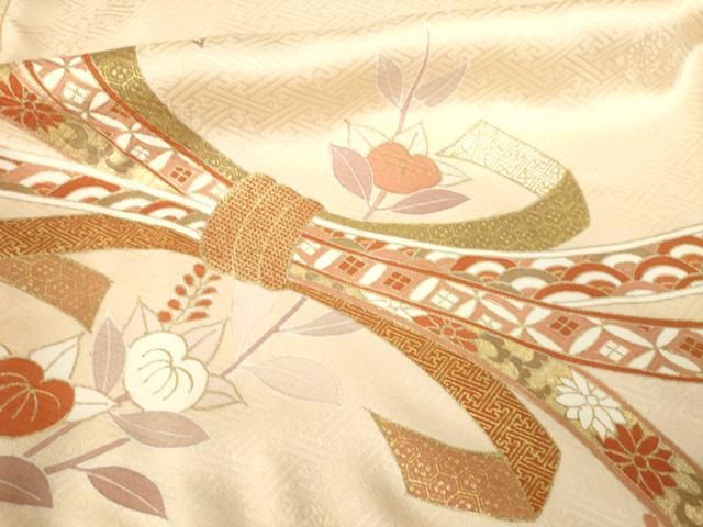 平和屋着物○訪問着 駒刺繍 束ね熨斗橘文 金彩 正絹 逸品 AABE2060ck