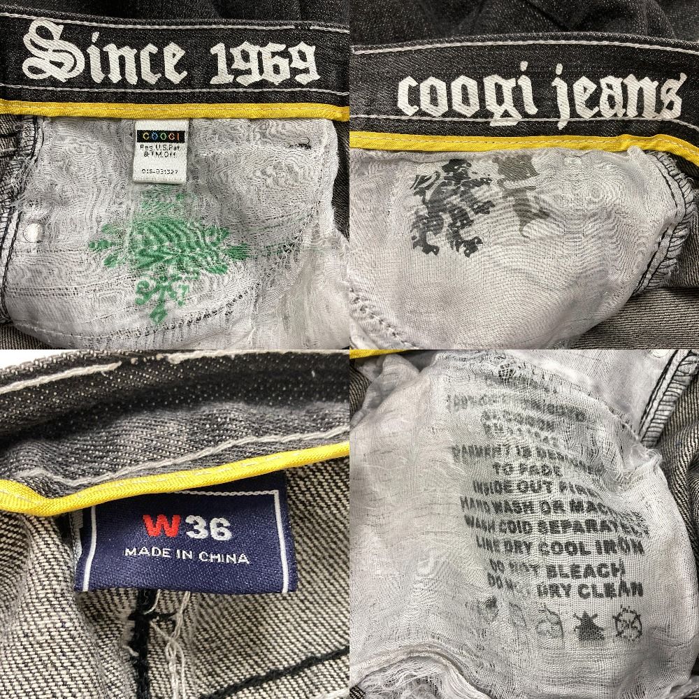 02w21283 COOGI クージー バギーパンツ ブラック 中国製 メンズ w36 デニムパンツ コットン 016-031327 【中古品 ...