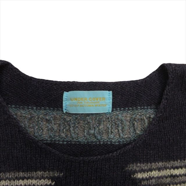 【中古】97aw アンダーカバー UNDERCOVER LEAF ニット セーター クルーネック 総柄 ウール 90's 初期 青タグ 97aw アンダーカバー UNDERCOVER LEAF ニット セーター クルーネック