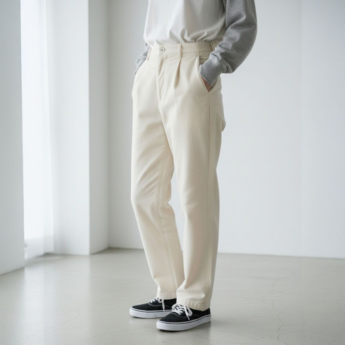 JOHNBULL ジョンブル 裏起毛 コーデュロイ タックテーパードパンツ