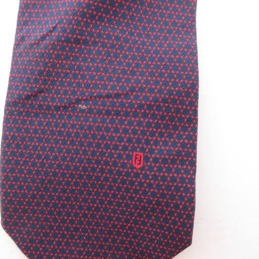 フェンディ FENDI ネクタイ レギュラータイ 総柄 ロゴ シルク 紺