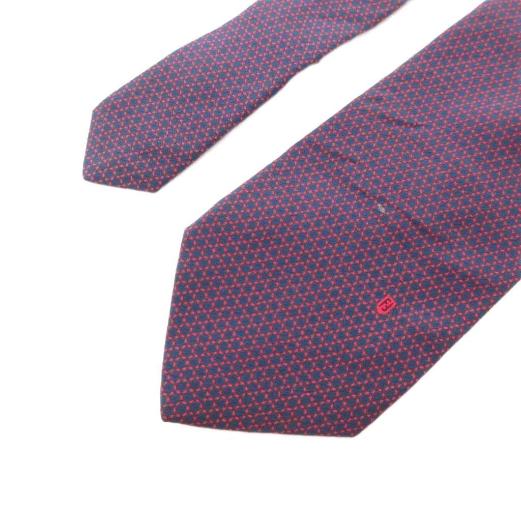 フェンディ FENDI ネクタイ レギュラータイ 総柄 ロゴ シルク 紺