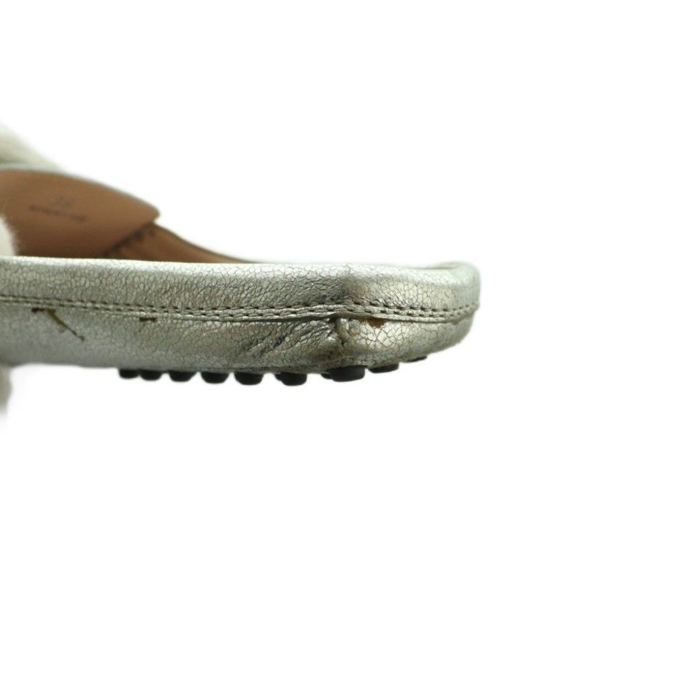 トッズ TOD'S ミュール ドライビングシューズ スリッポン 36 銀色