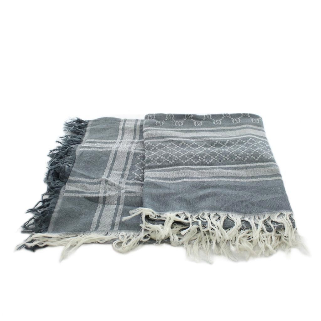 グッチ GUCCI GG柄 ストール フリンジ 総柄 グレー /AN15 □OH - メルカリ