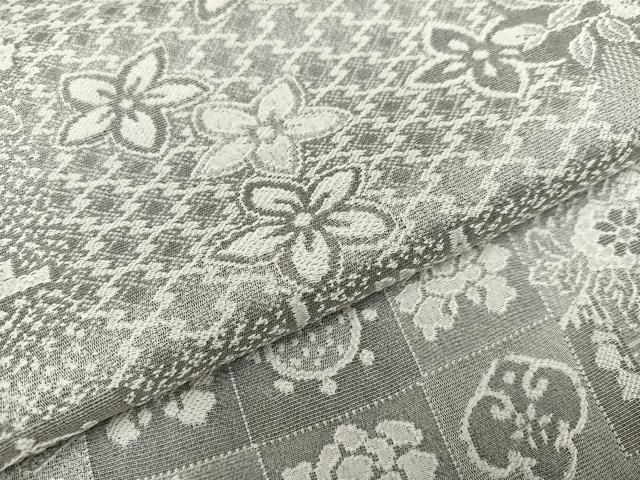 平和屋着物○山岡古都・古都染人 染織美術品 薬墨染 天目織 お召 草花