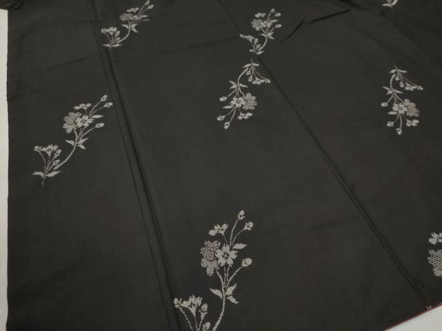 平和屋着物○本場大島紬 割り込み絣 地空き 草花文 正絹 逸品