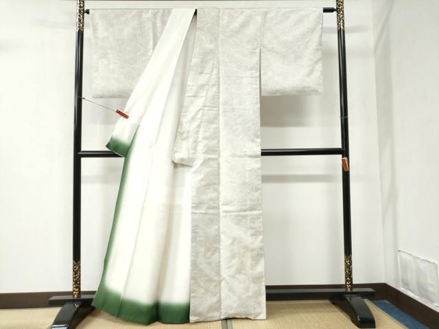 平和屋着物○本場大島紬 白大島 7マルキ 流水花唐草文 正絹 逸品