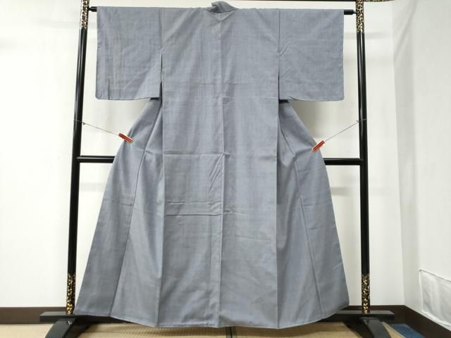 平和屋着物○本場結城紬 重要無形文化財 色無地 桔梗鼠色 正絹 逸品 未