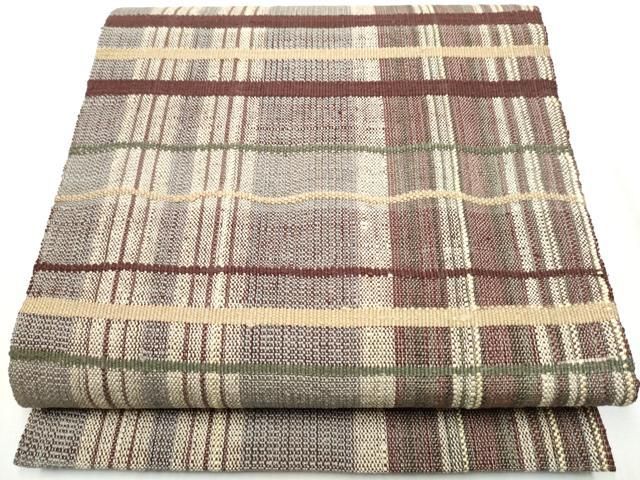 平和屋着物○八寸名古屋帯 紬地 格子柄 正絹 逸品 CABB0777hy - メルカリ