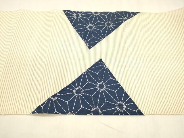 平和屋着物＊夏物 絽綴れ 八寸名古屋帯 麻の葉文様 正絹 逸品 DABA0487cm