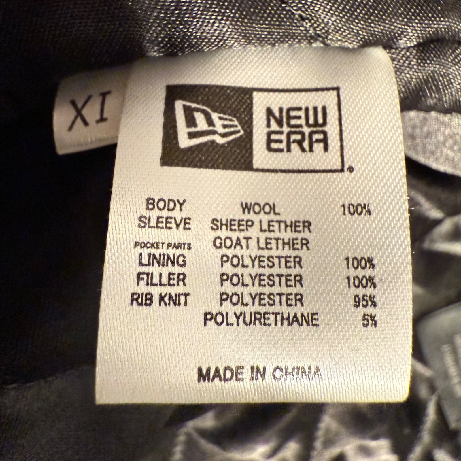 XXL NEW ERA スタジャン ブラック レザー袖 バーシティジャケット 大きめ ゆったり オーバーサイズ ニューエラ Black ...